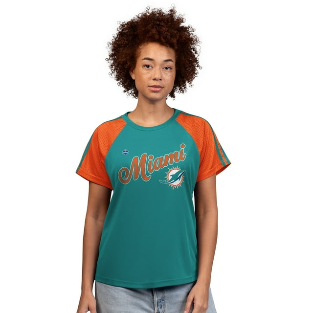 Women's NFL Combine Miami Dolphins Mesh Raglan Sleeve White T-shirt ...