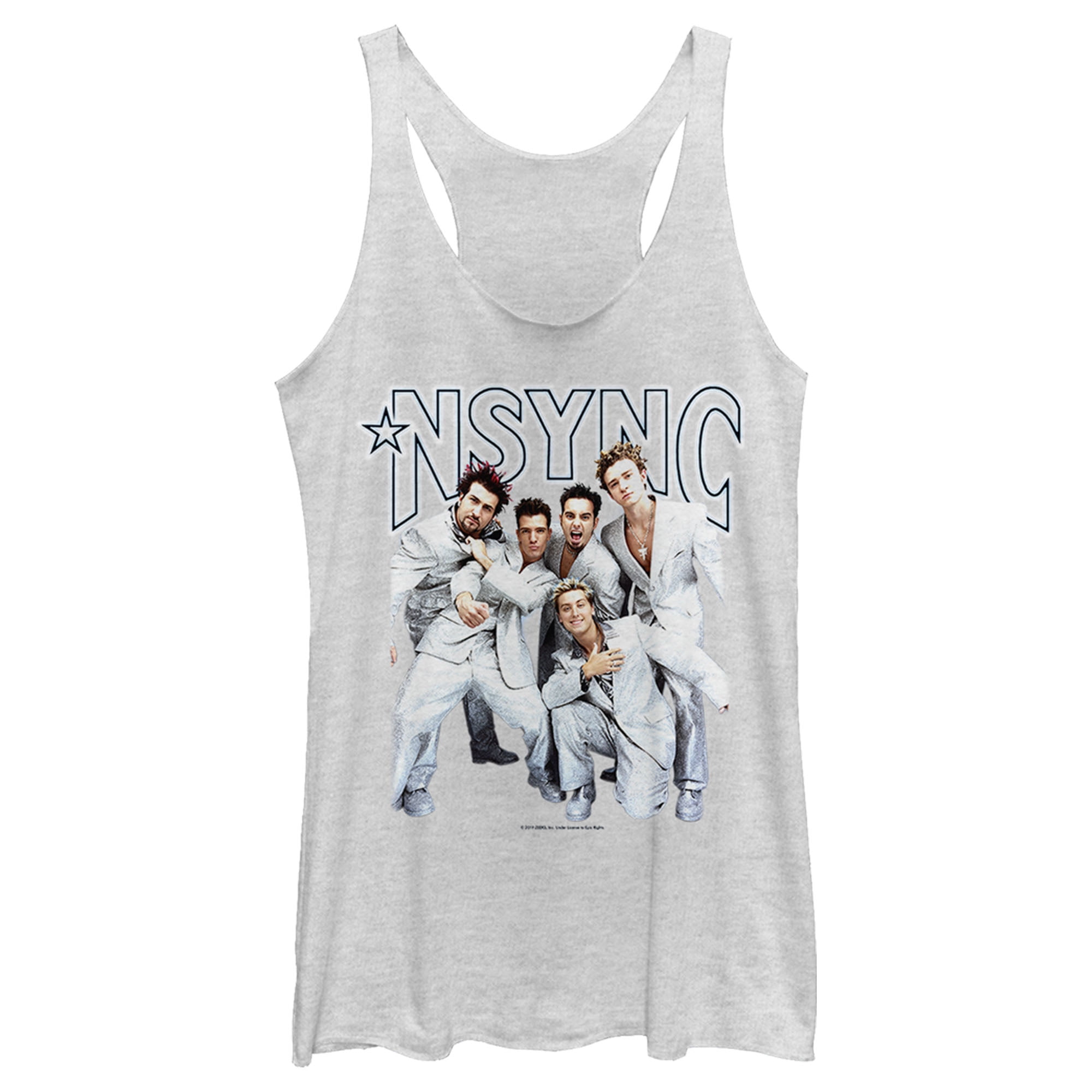Womens Nsync Iconic White Suits Racerback Tank Top White Heather Medium