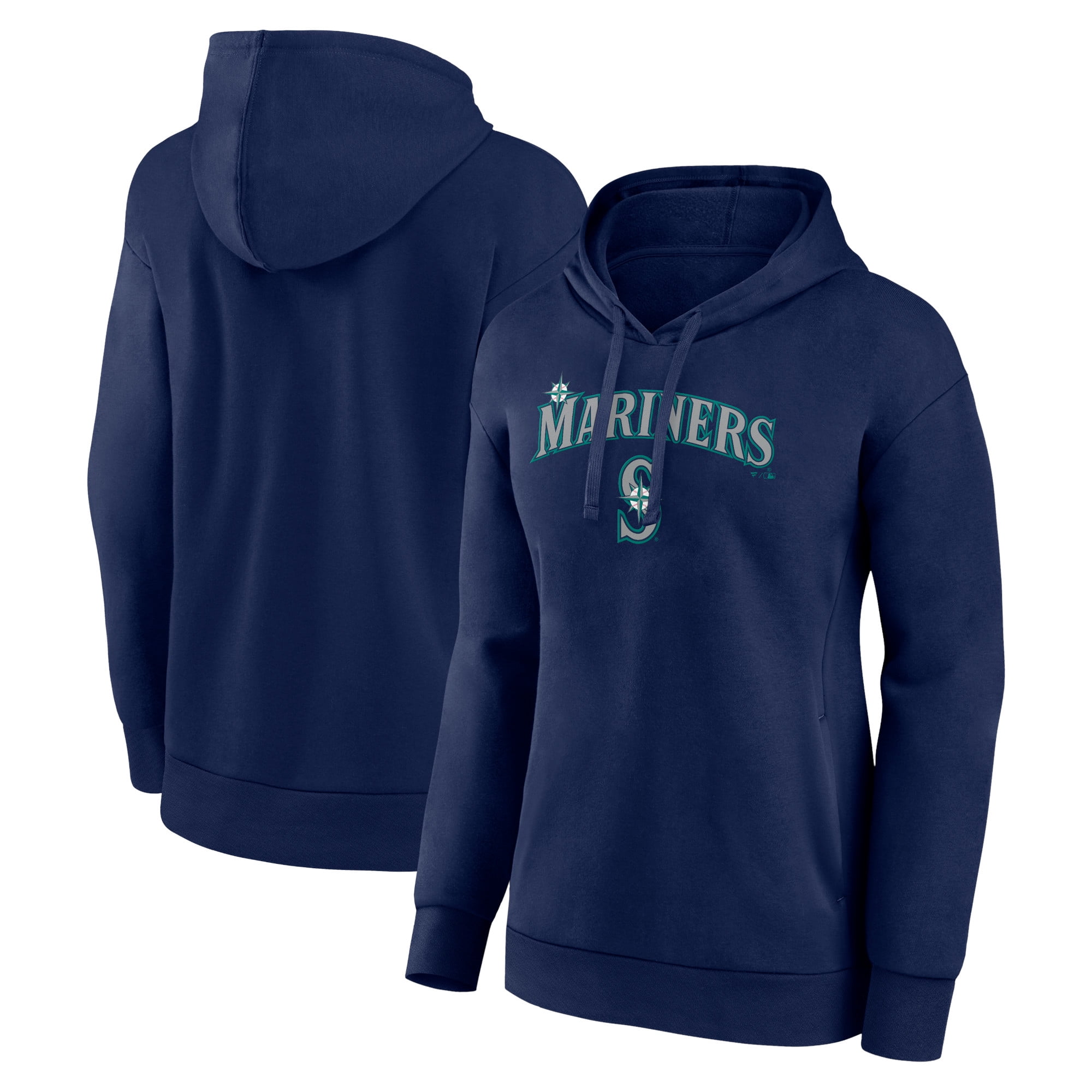 Women's Navy Seattle Mariners Team Logo Lockup Pullover Hoodie ...