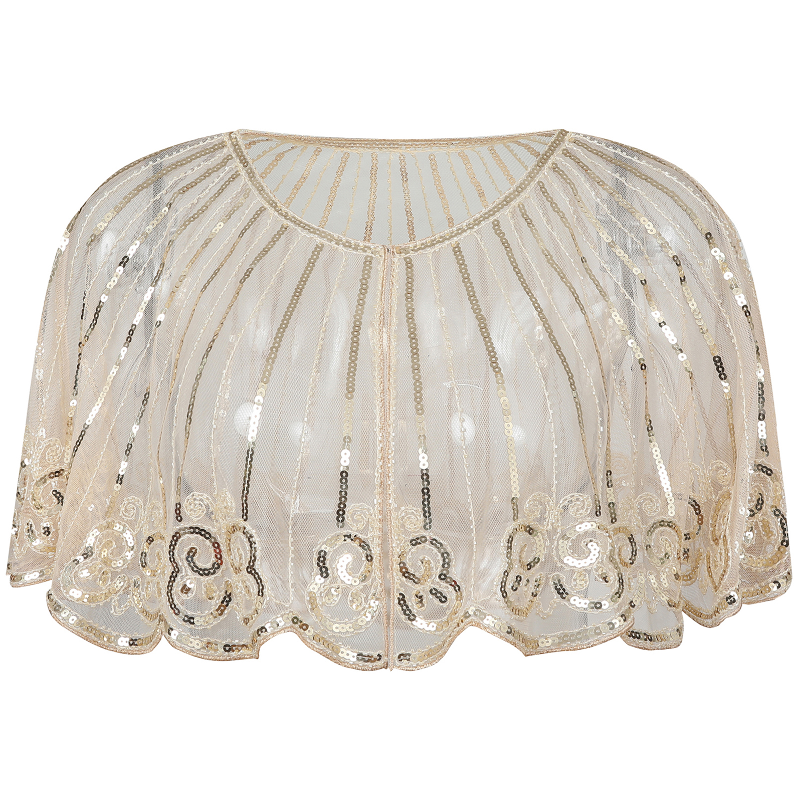 Women's Net 1920s Deco Flapper Cover up Evening Cape Shawl Bolero Tops ...