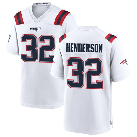 Women's New England Henderson 32 White Sports Player Game Stitched Name ...