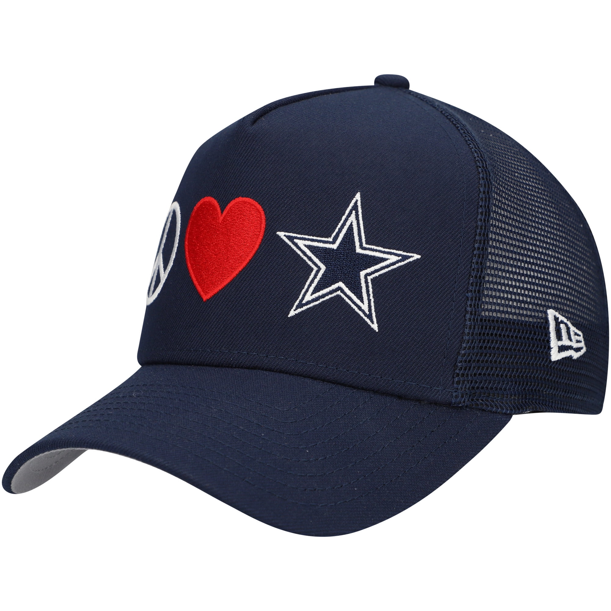 Women's New Era Navy Dallas Cowboys Peace & Love Trucker 9FORTY ...
