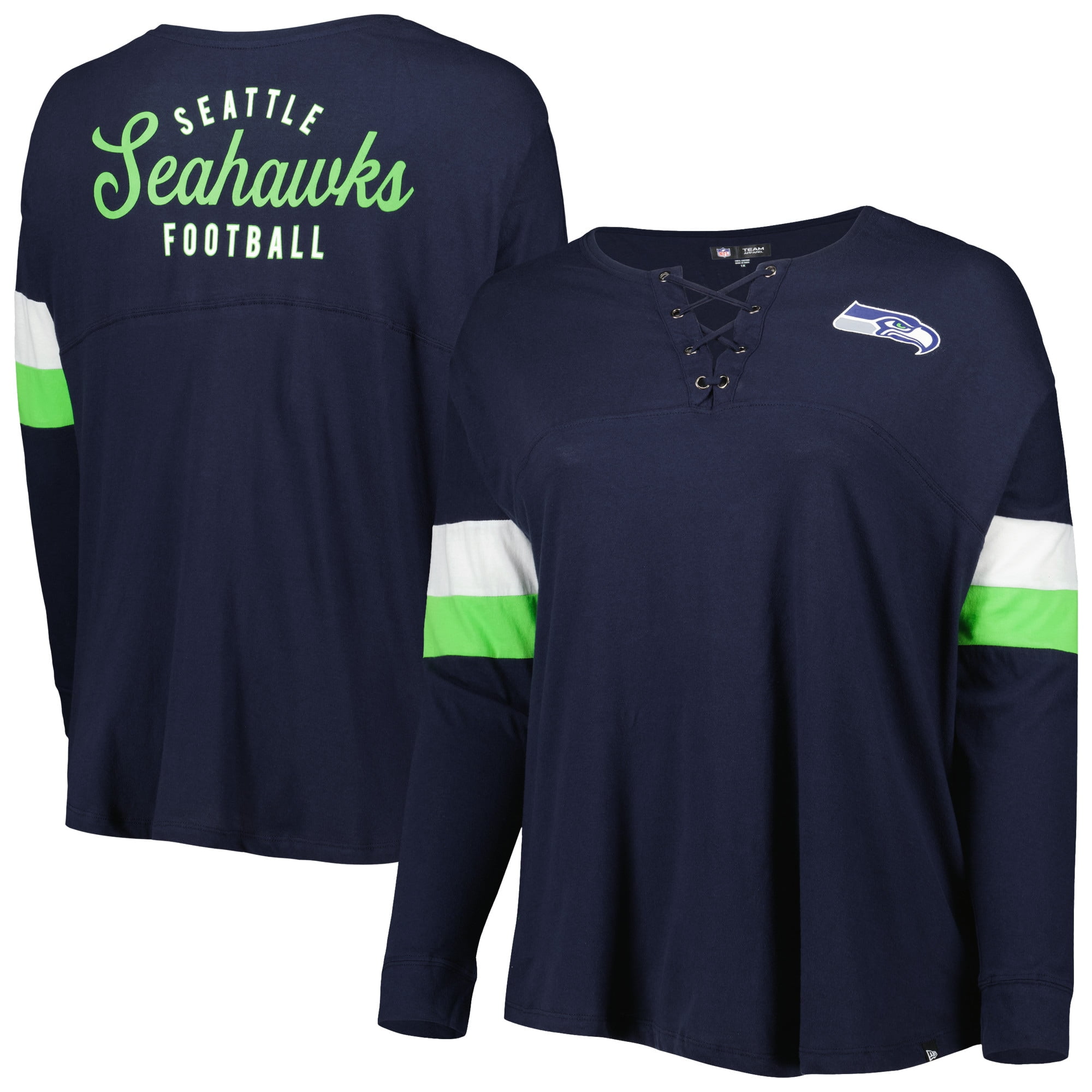 Women's New Era Navy Seattle Seahawks Plus Size Athletic Varsity Lace ...