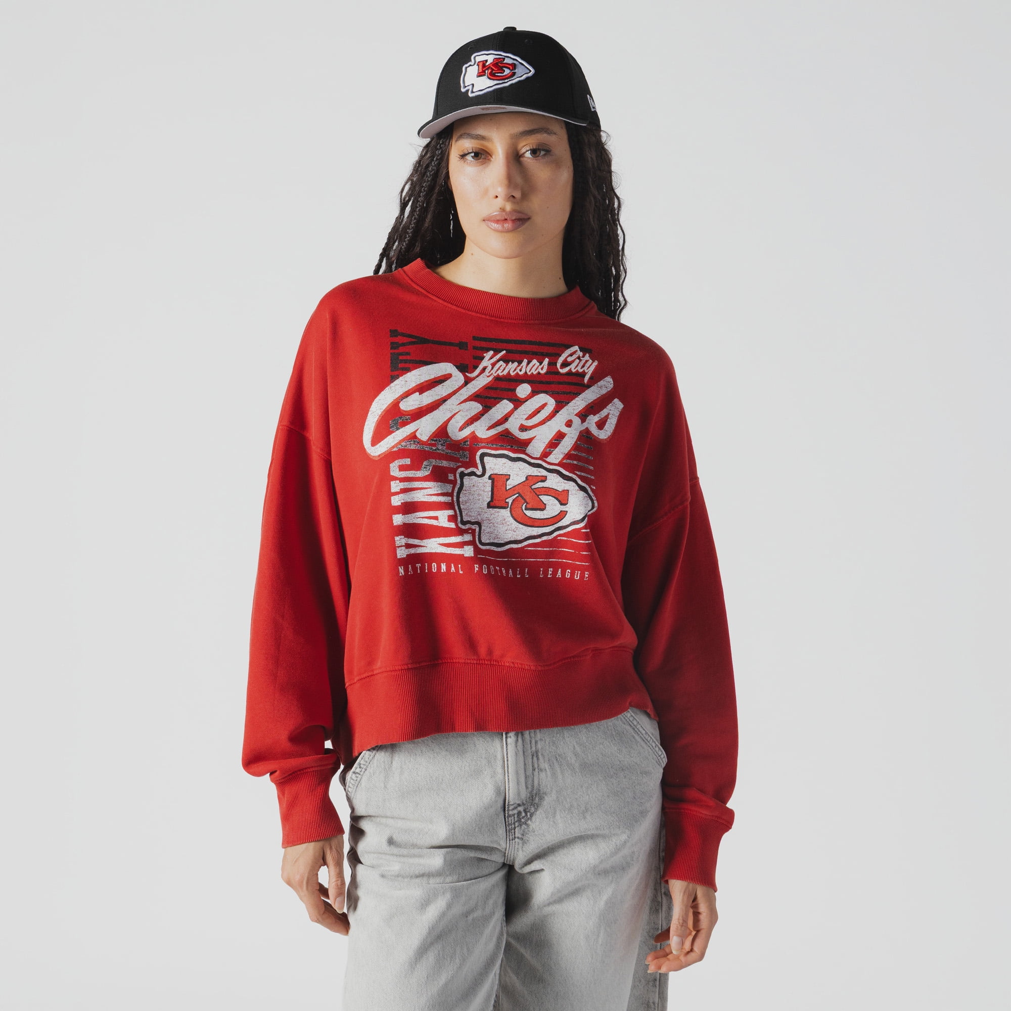 Women's New Era Red Kansas City Chiefs Oversized Throwback Mineral Wash ...
