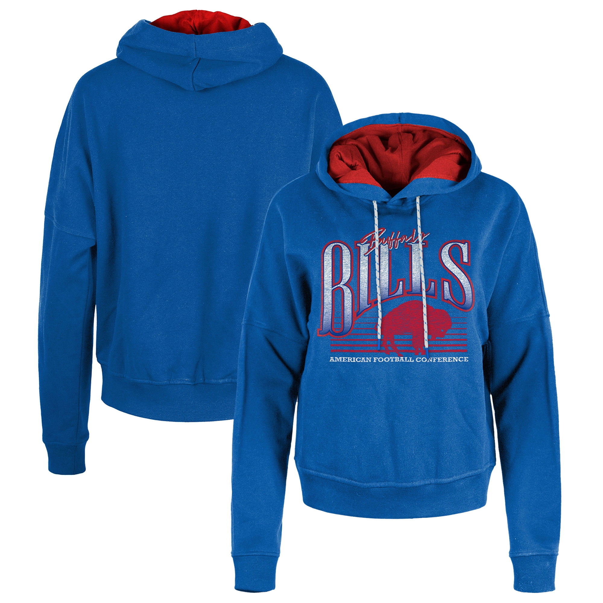 Women's New Era Royal Buffalo Bills Throwback Boxy Pullover Hoodie ...