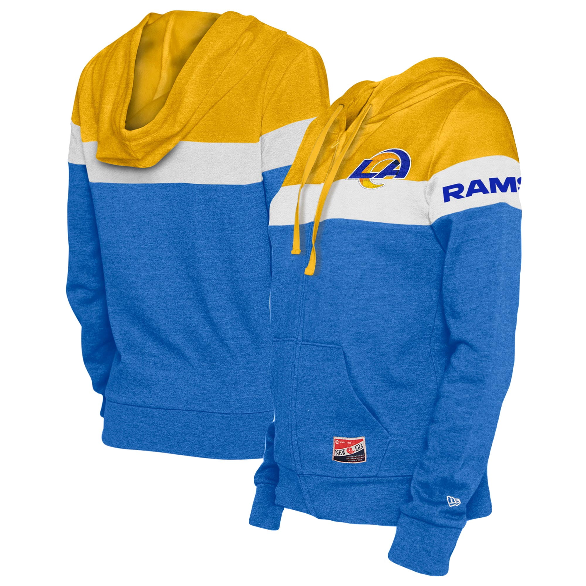 Women's New Era Royal/Gold Los Angeles Rams Throwback Colorblock Full ...