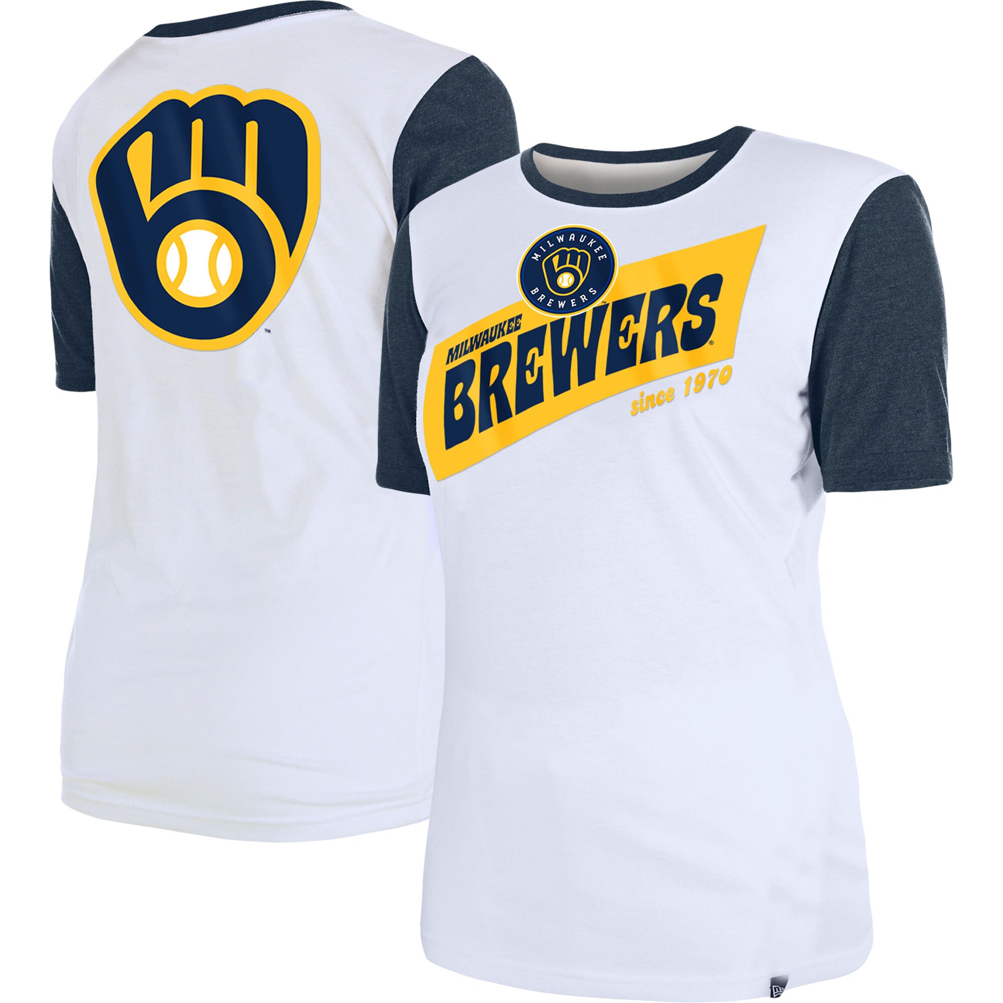 Women's New Era White Milwaukee Brewers Colorblock T-Shirt - Walmart.com