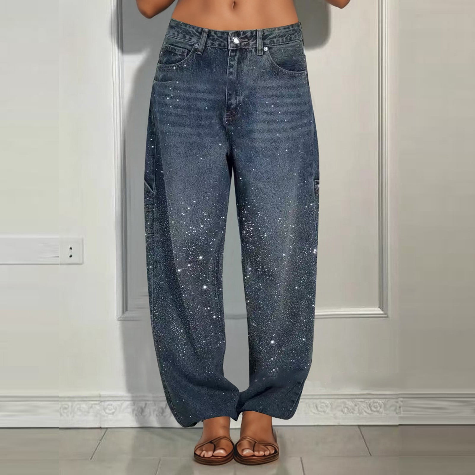 Women's New Spring Loose High Waisted Straight Leg Jeans Size 16 Pants for Women Denim Boot Cut ...