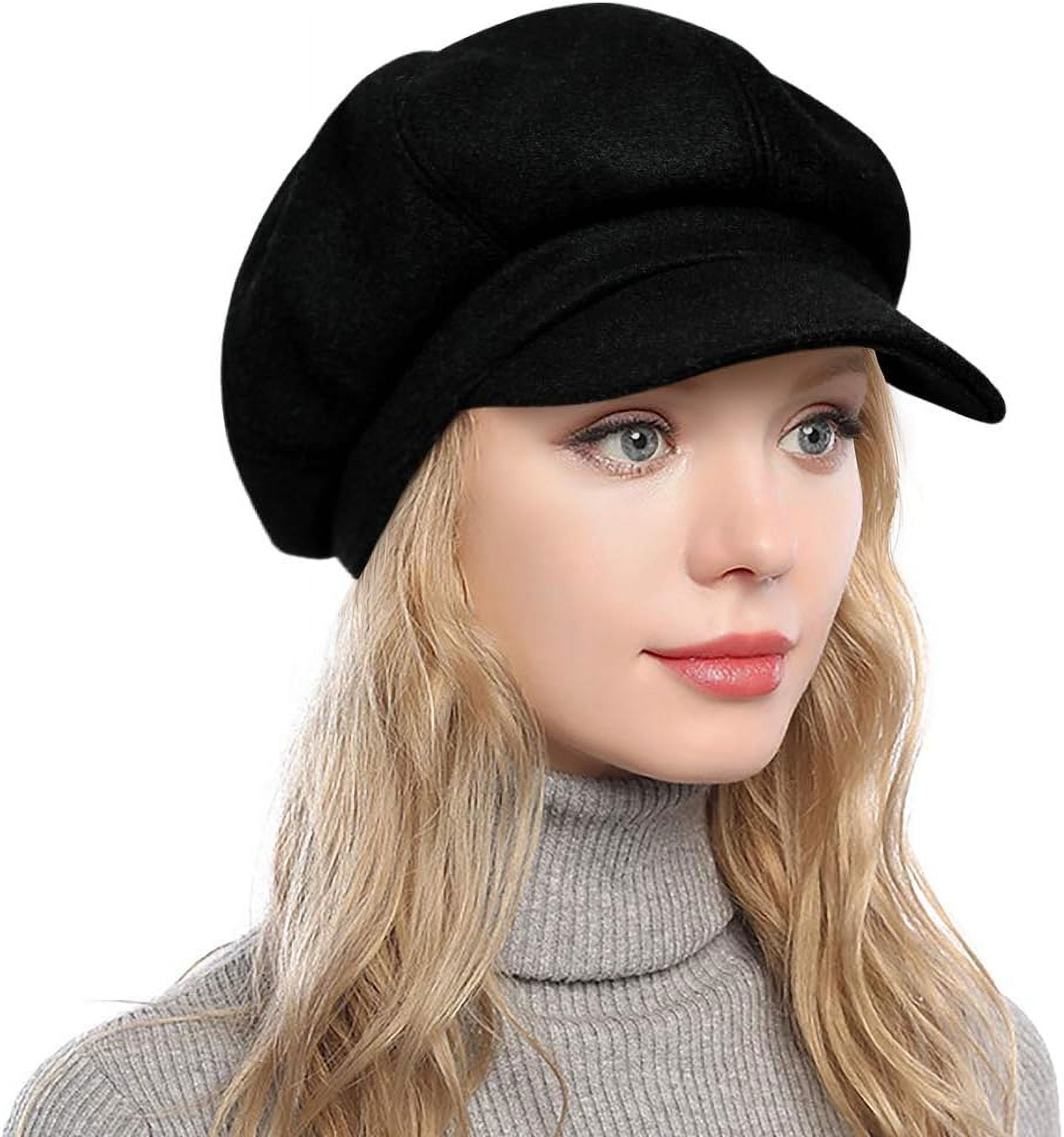 Women's Newsboy Hats Fall Wool Cabbie Beret Tweed Girls Paperboy Cap ...