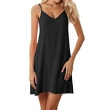 Women's Nightgowns Dress Chest Padded Summer Thin V Neck Dresses for ...
