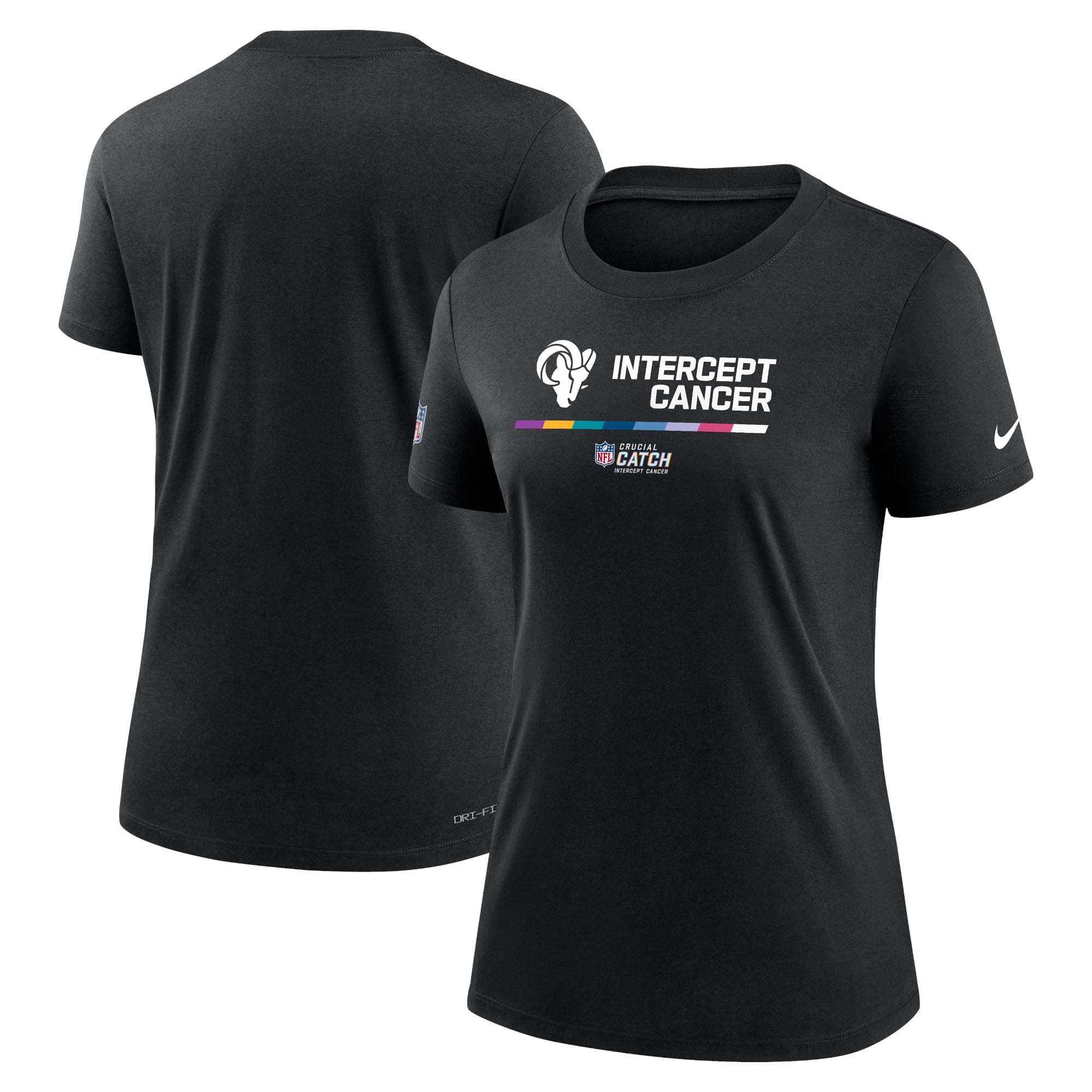 Women's Nike Black Los Angeles Rams NFL Crucial Catch Performance T ...
