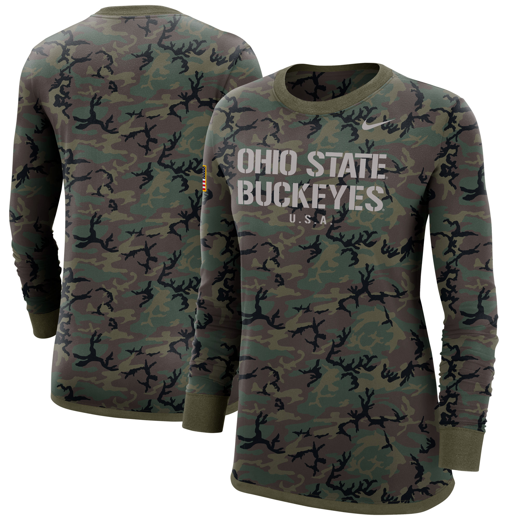 Women's Nike Camo Ohio State Buckeyes Military Appreciation Camo Long Sleeve T-Shirt - Walmart.com