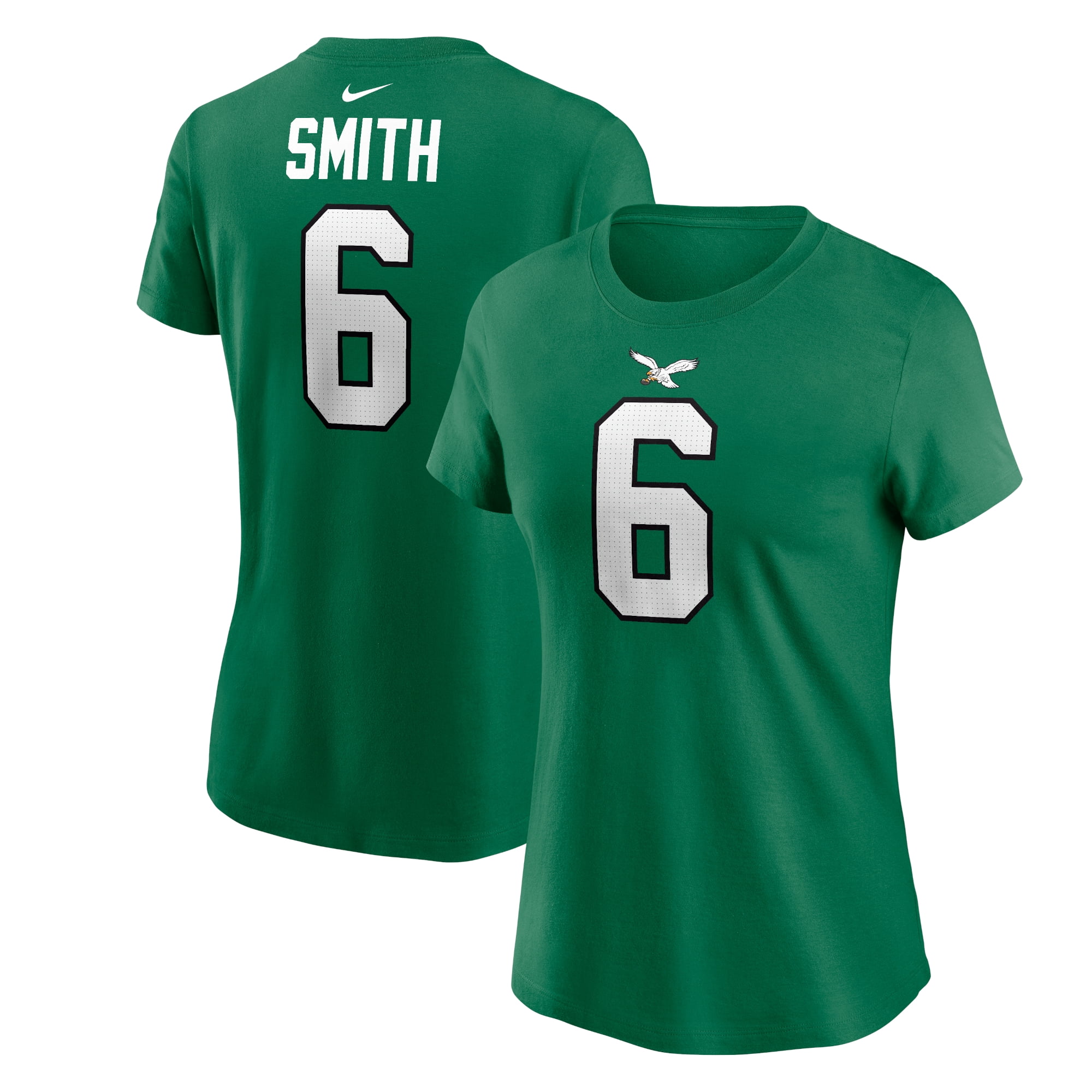 Women's Nike DeVonta Smith Kelly Green Philadelphia Eagles Player Name & Number T-Shirt ...