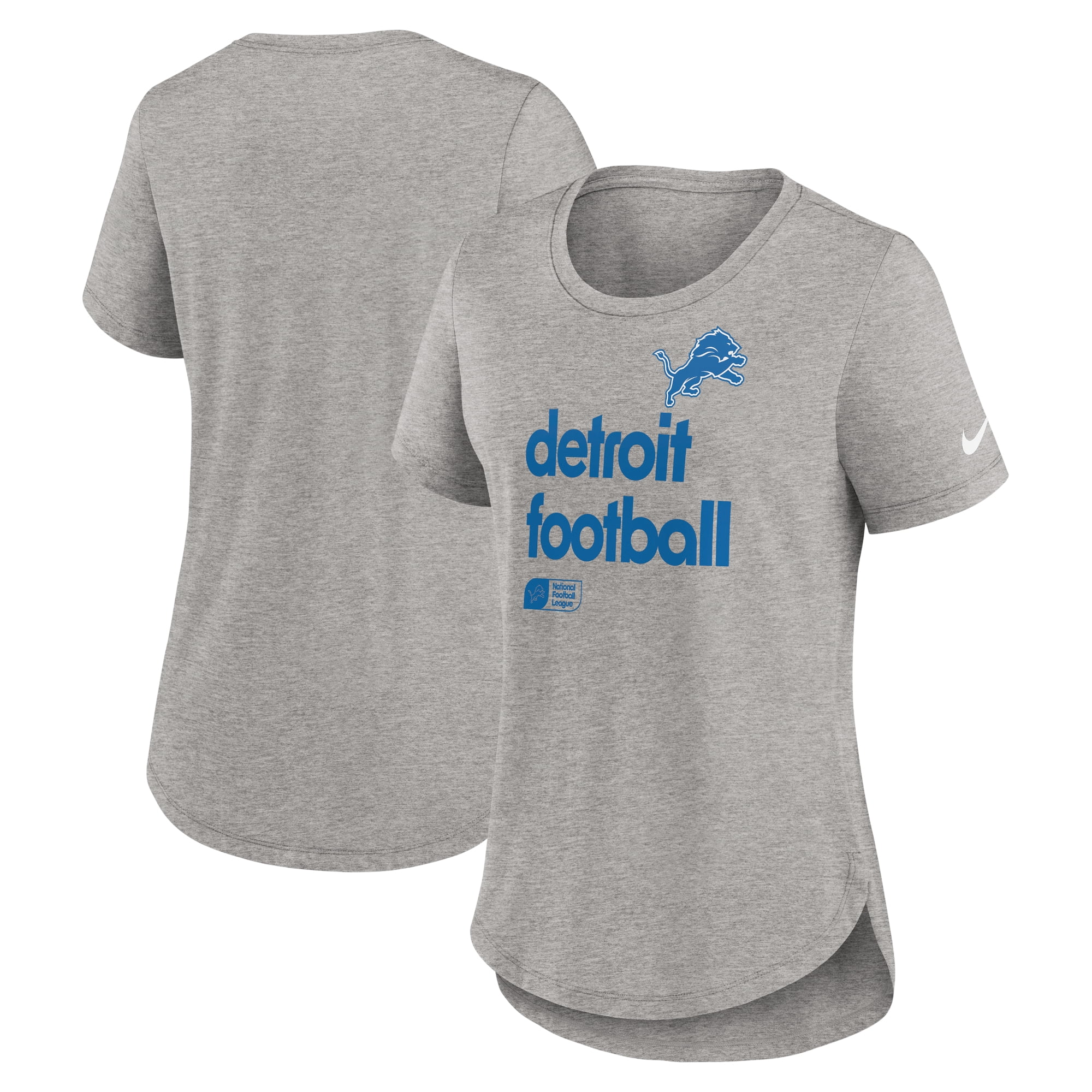 Women's Nike Heather Gray Detroit Lions Team Shout-Out Tri-Blend T ...