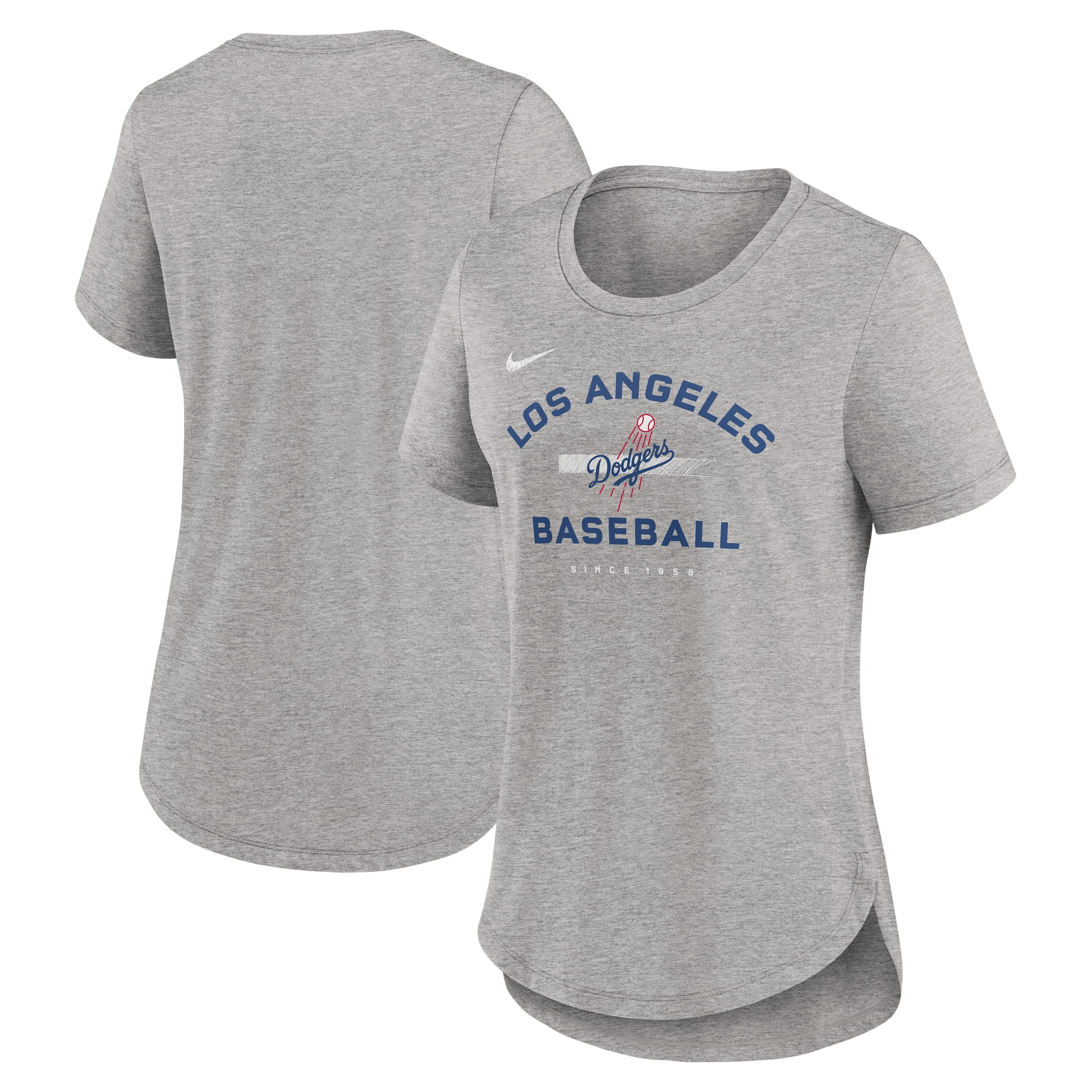 Women's Nike Heather Gray Los Angeles Dodgers Hot Prospect Tri-Blend T ...