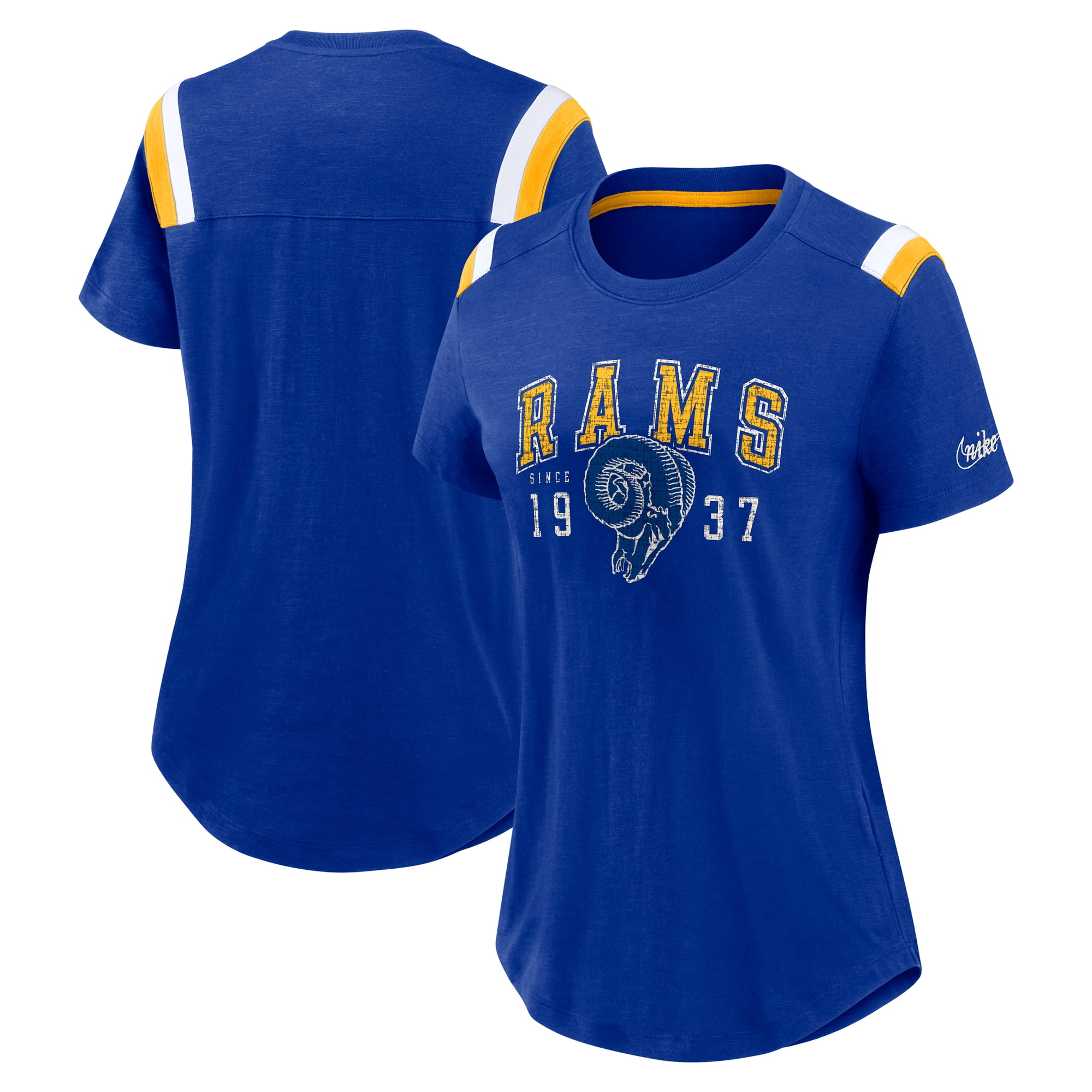 Women's-Nike Heather Royal Los Angeles Rams Historic Slub Fashion T ...