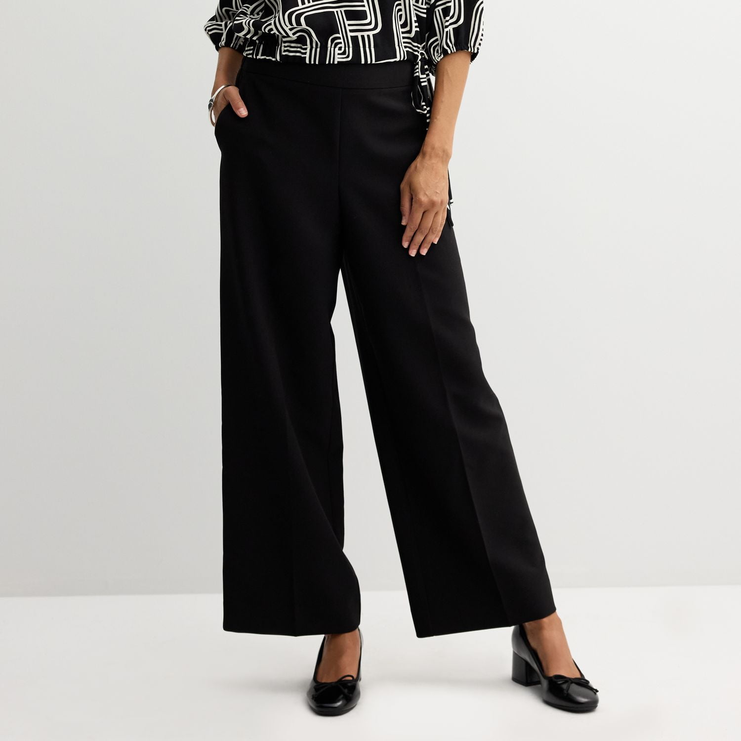 Women's Nine West Pull-On Wide Leg Pants Color: Mineral Black Size: X ...
