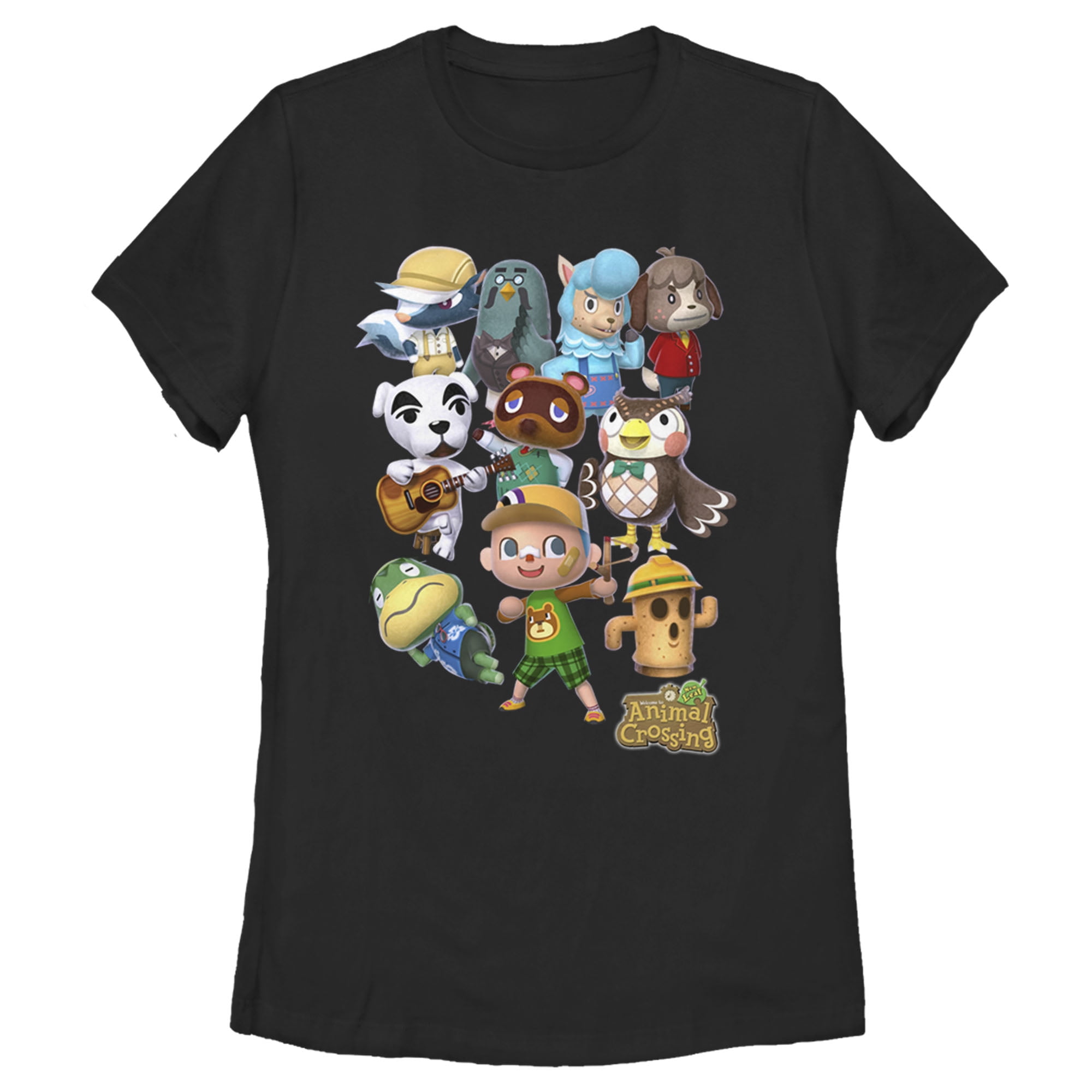 Women's Nintendo Animal Crossing New Leaf Gang Graphic Tee Black 2X ...