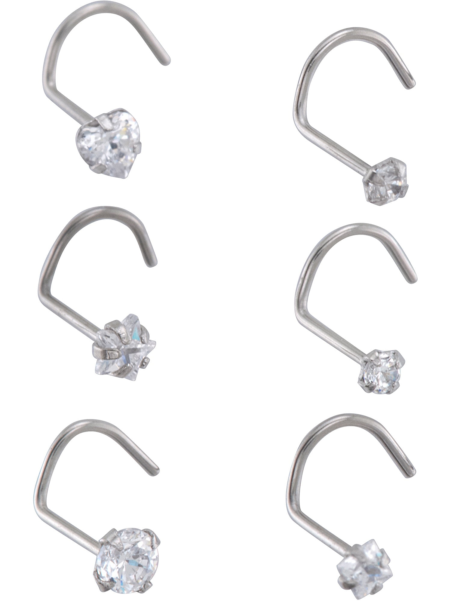 Body Jewelry-Women's Nose Studs Surgical Steel Screws with White CZ ...