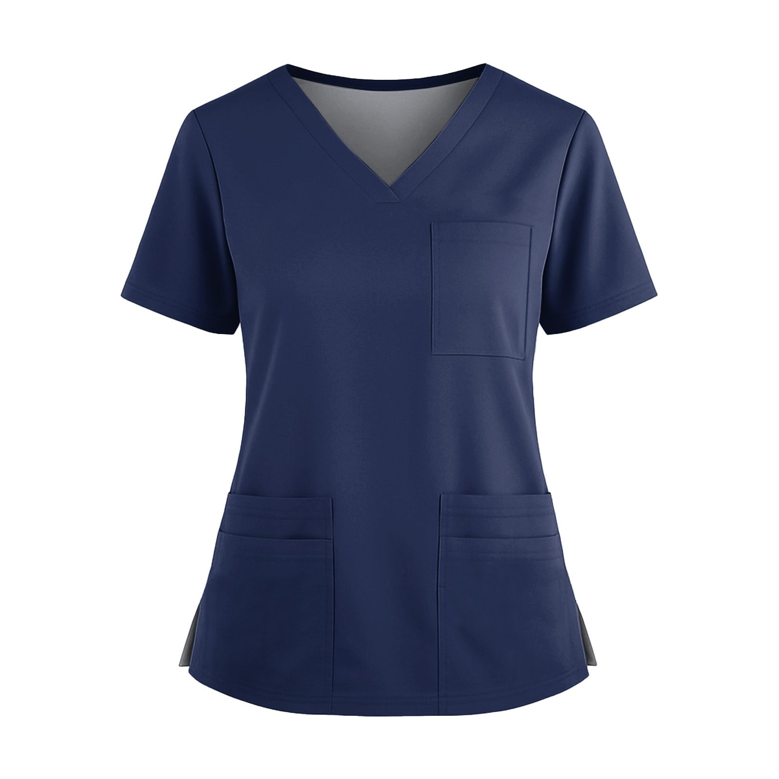 Women's Nurse Uniforms Solid Color V-Neck with Pocket Side Split Nurse ...