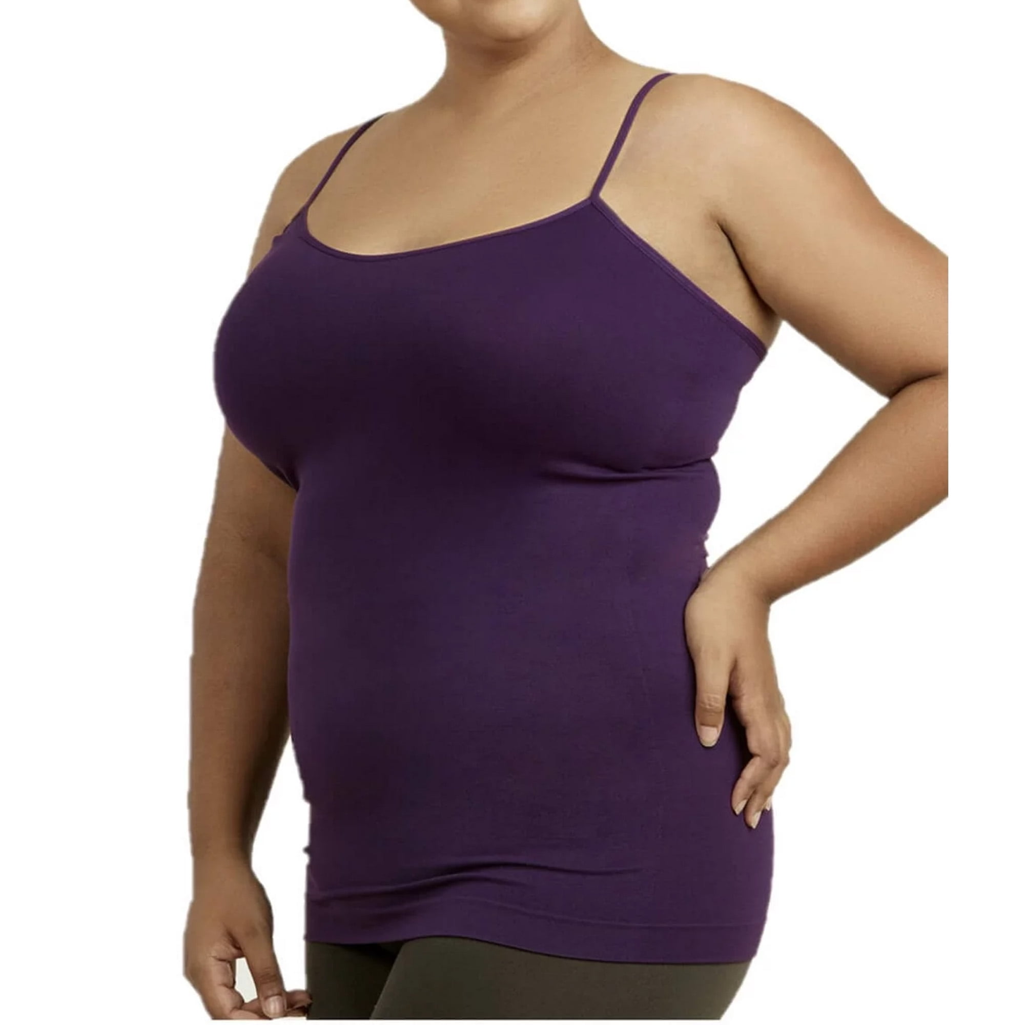 Women's Nylon Camisole Stretch Tank Top Adjustable Plus Size, Purple, 1 ...