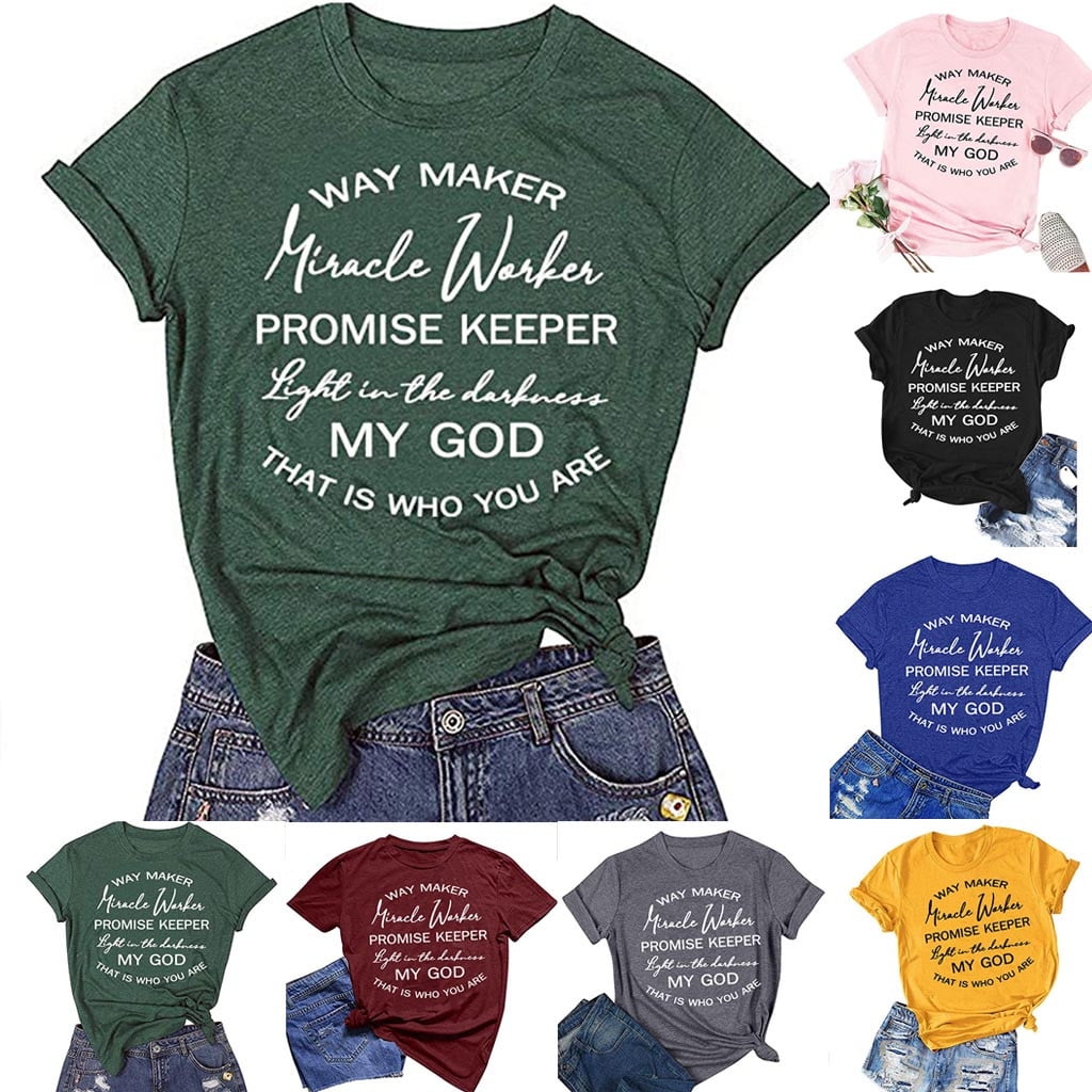 Women's O Neck Letter Print Short Sleeve Casual Loose Blouse T Shirt ...