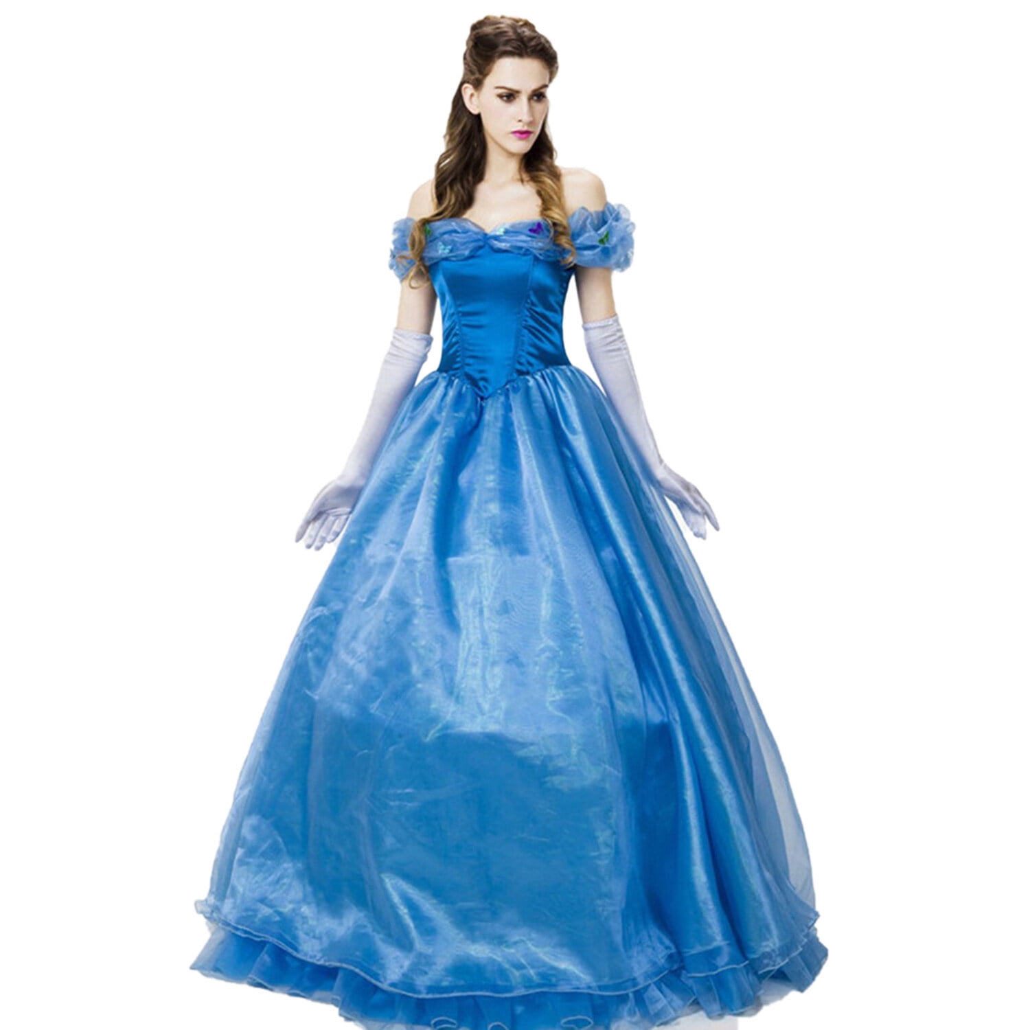 Women’s Off Shoulder Cinderella Princess Costume, Beaded Prom Gown with ...