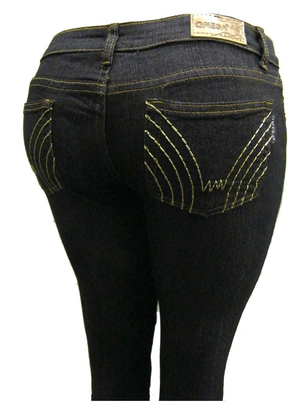 Women's Omega Skinny Stretch Jeans- 5 Lone Golden Stitch 2, 7 - Walmart.com