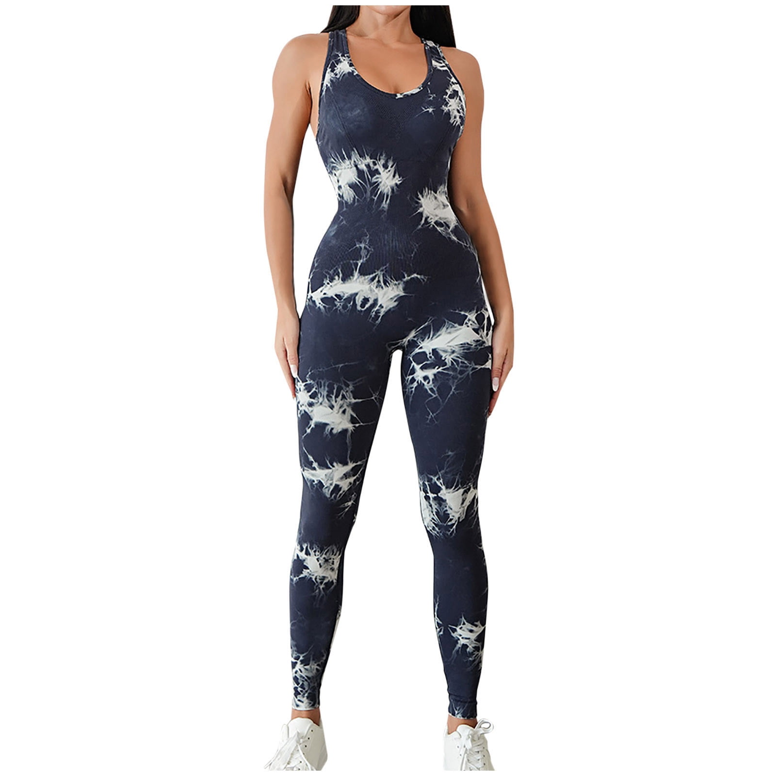 Women's One Piece Bodycon Jumpsuit Yoga Rompers Halter Sleeveless Sports Jumpsuits Workout Sexy ...