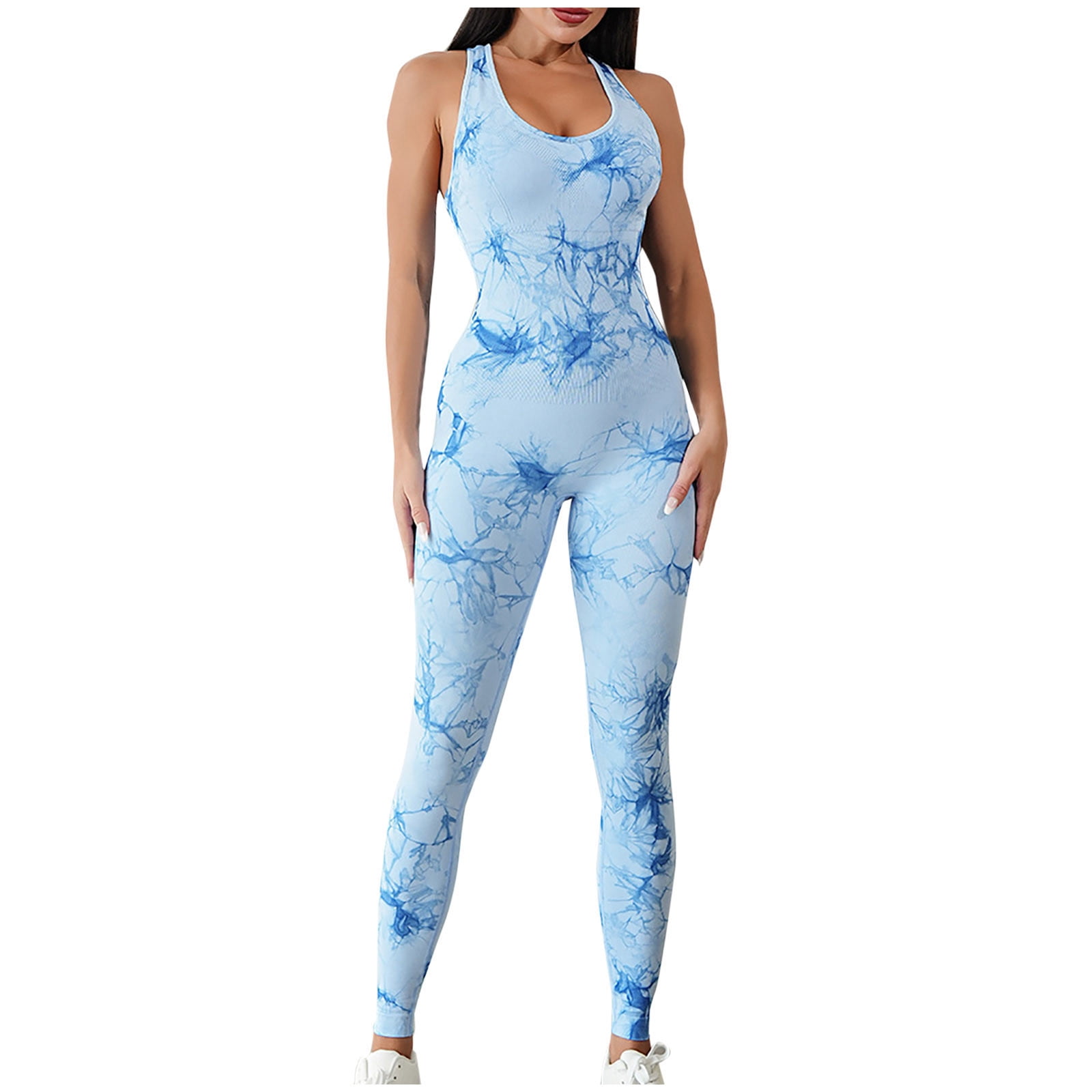 Women's One Piece Bodycon Jumpsuit Yoga Rompers Halter Sleeveless Sports Jumpsuits Workout Sexy ...