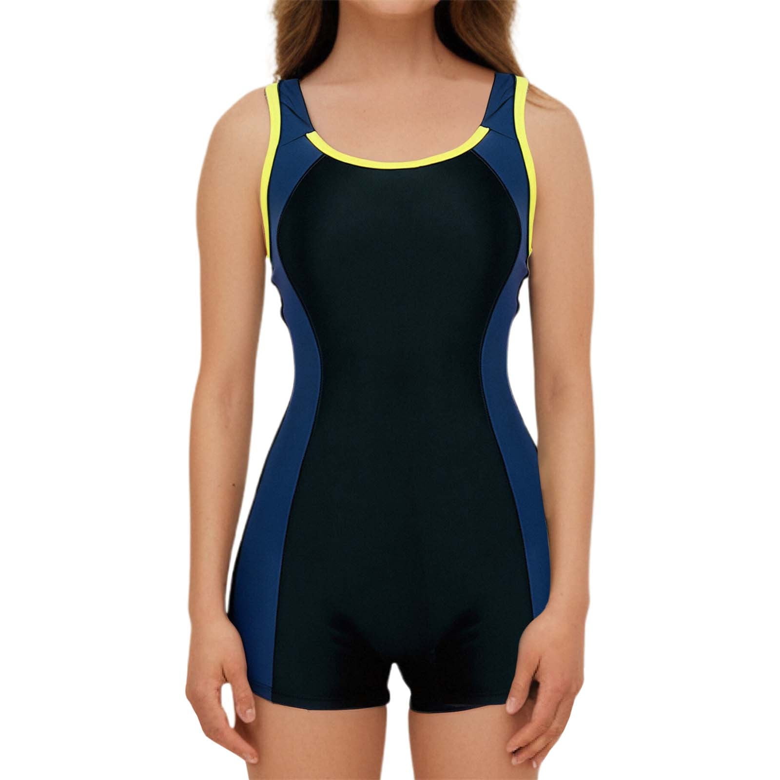Women's One Piece Printed Boyleg Unitard Swimsuit Athletic Swimwear ...