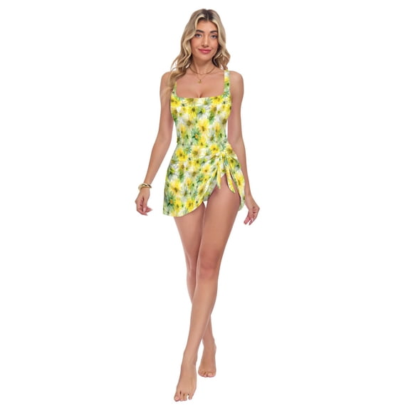 Women's One Piece Swim Dress Tummy Control Modest Swimsuit for Beach ...