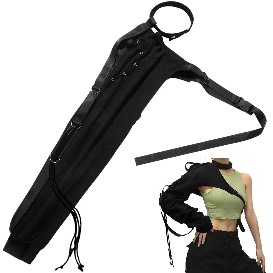 Women's One Shoulder Buckle Top, Irregular Cargo Crop Top, Adjustable ...