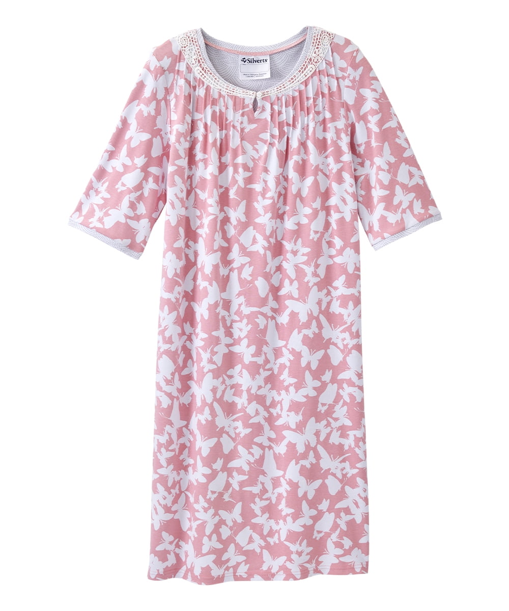 Women’s Open Back Adaptive Nightgown - Short Sleeve Nightgown for ...