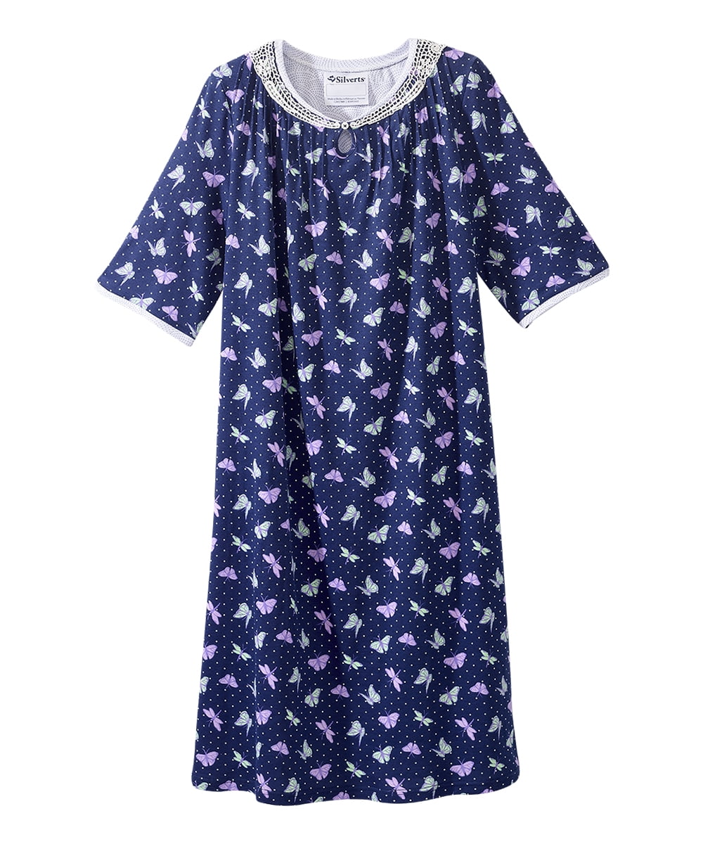 Women’s Open Back Adaptive Nightgown - Short Sleeve Nightgown for ...