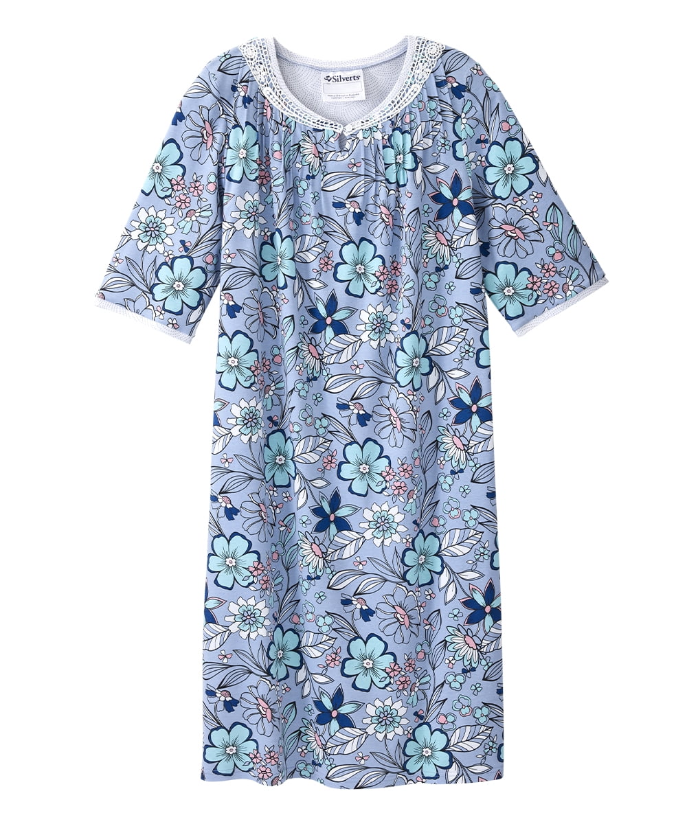 Women’s Open Back Adaptive Nightgown - Short Sleeve Nightgown for ...