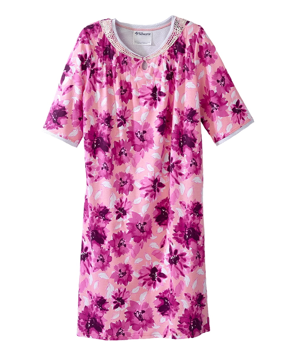 Women’s Open Back Adaptive Nightgown - Short Sleeve Nightgown for ...