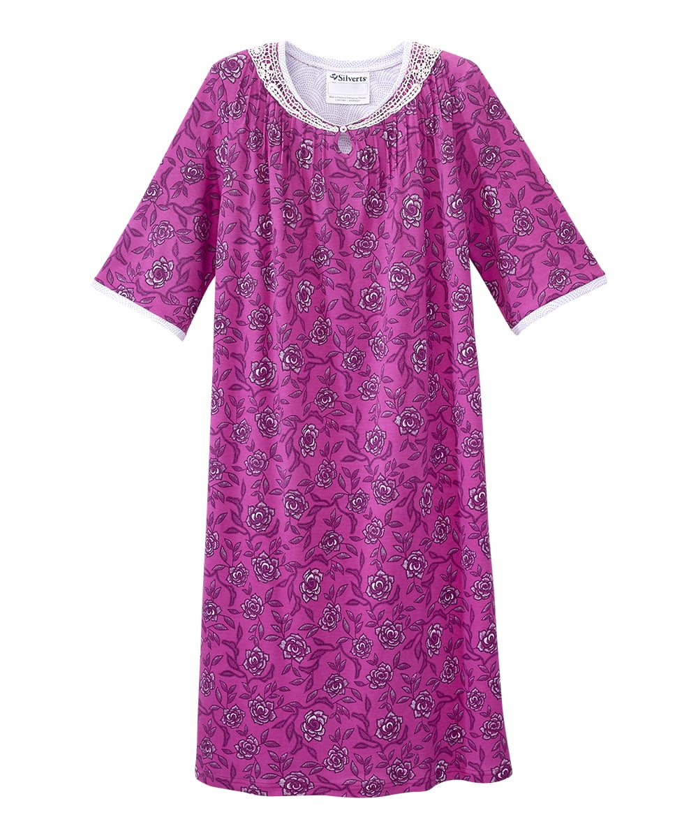 Women’s Open Back Adaptive Nightgown - Short Sleeve Nightgown for ...