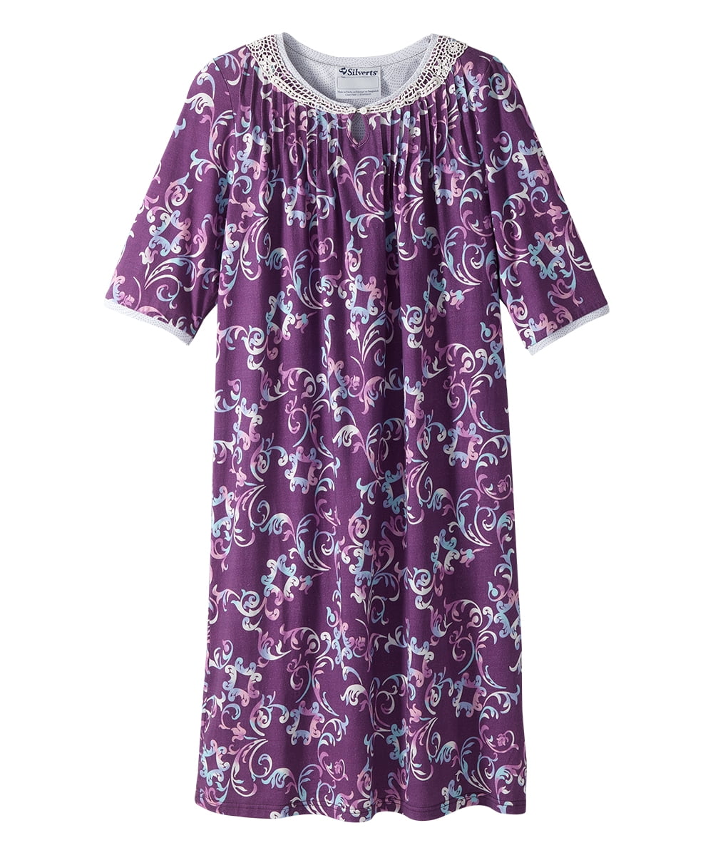 Women’s Open Back Adaptive Nightgown - Short Sleeve Nightgown for ...