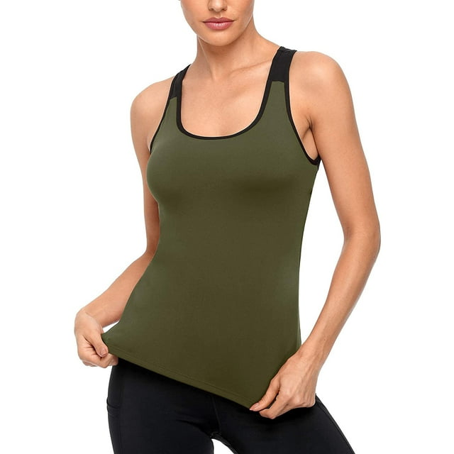 Women's Activewear Workout Tank Top with Built-in Bra, Yoga & Exercise ...