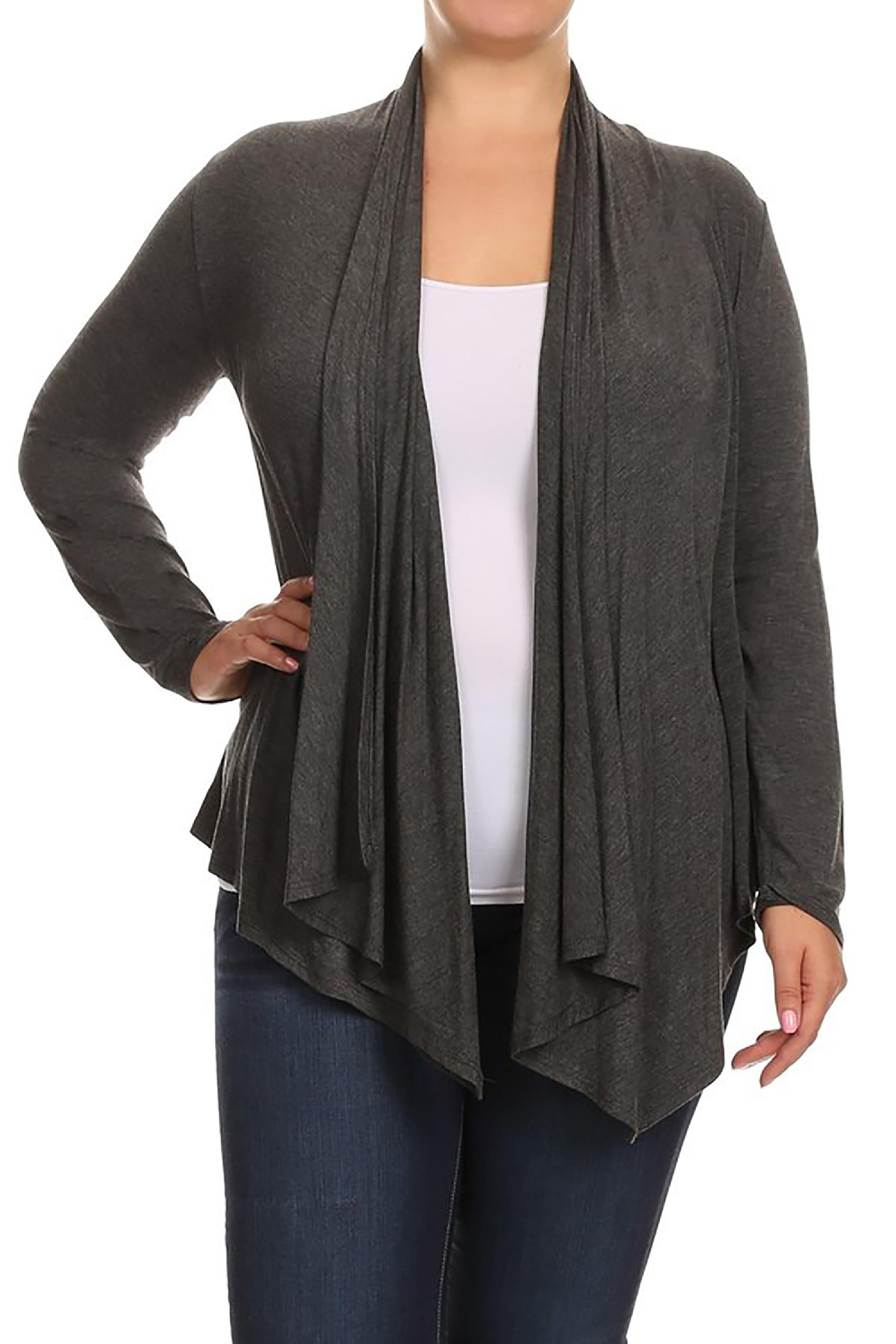 Women's Open Front Long Sleeve Lightweight Soft Basic Cardigan Made in ...