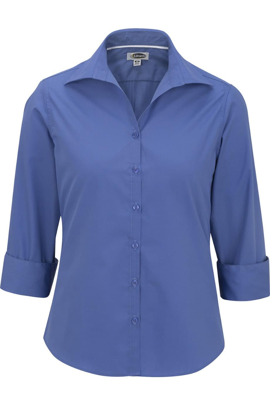 Women's Open Neck 3/4 Sleeve Poplin Shirt 5040 - Walmart.com