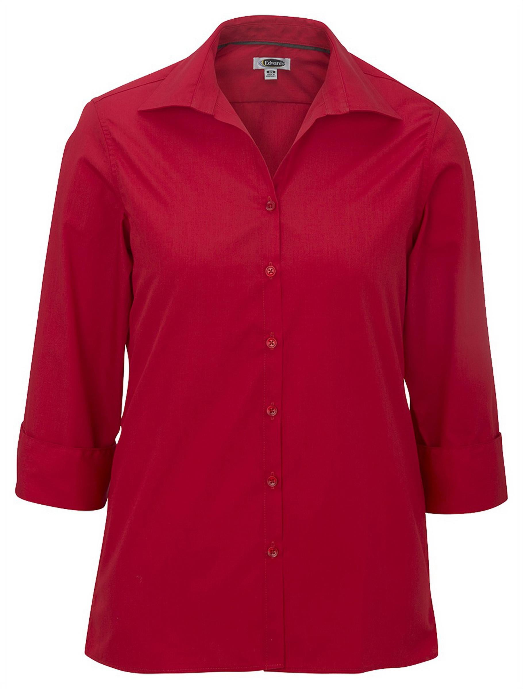 Women's Open Neck 3/4 Sleeve Poplin Shirt 5040 - Walmart.com