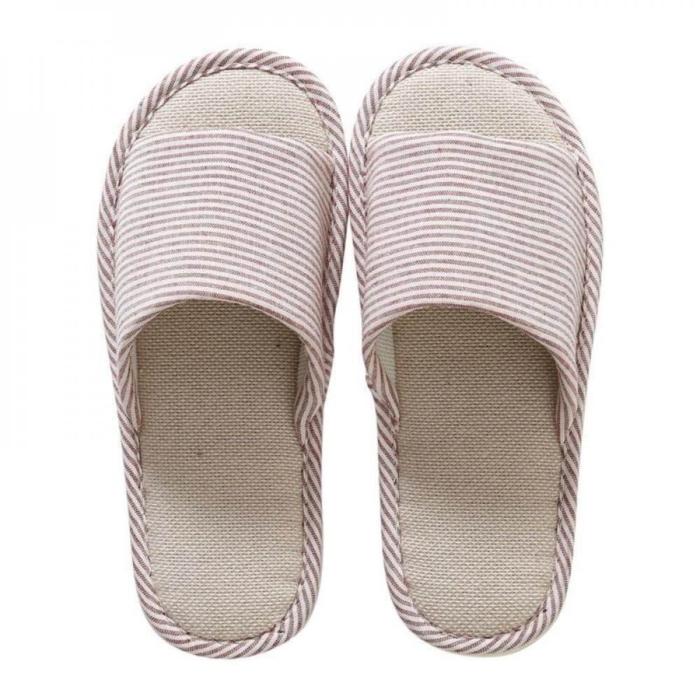 Women's Open Toe Cotton House Slippers Lightweight Linen Slippers,Comfy ...
