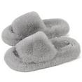 Women's Open Toe House Slippers,Soft and Cute Fluffy Faux Plush Indoor ...