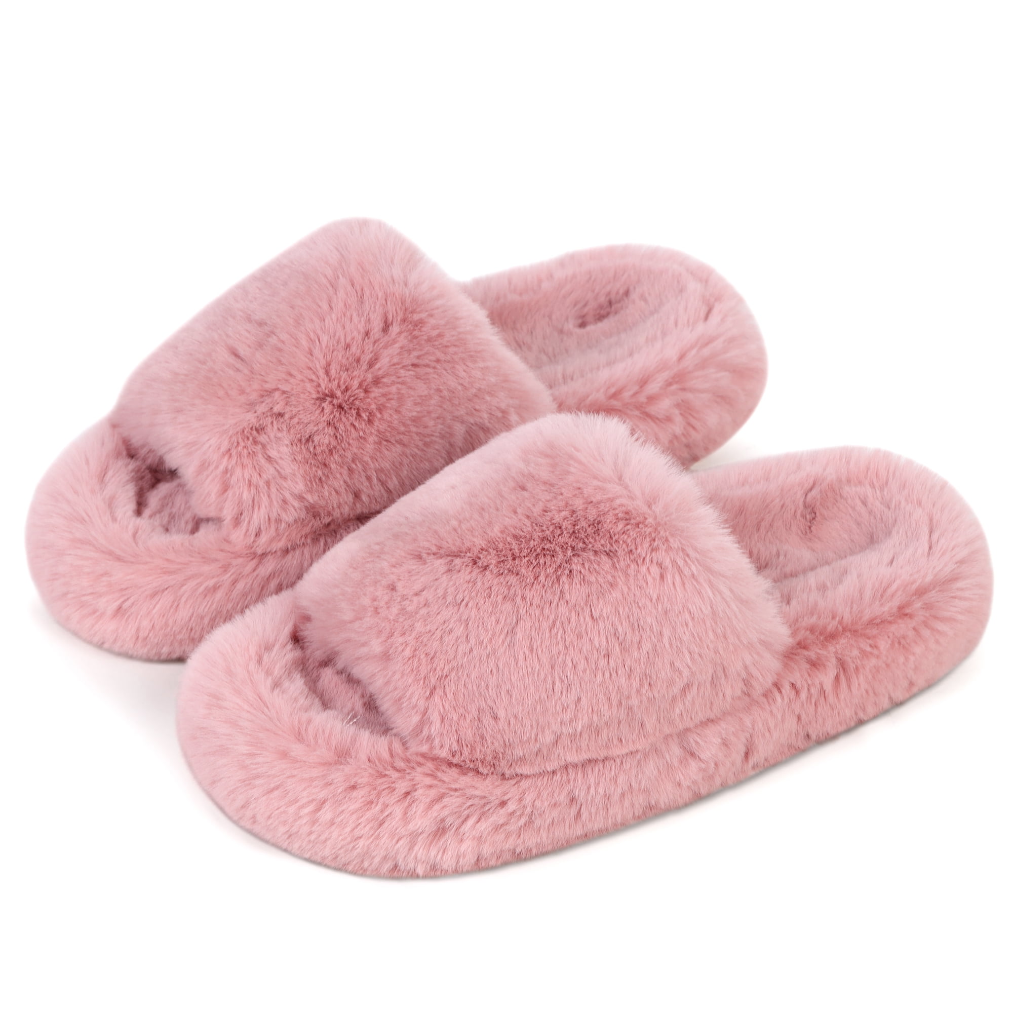 Fluffy open toe slippers store