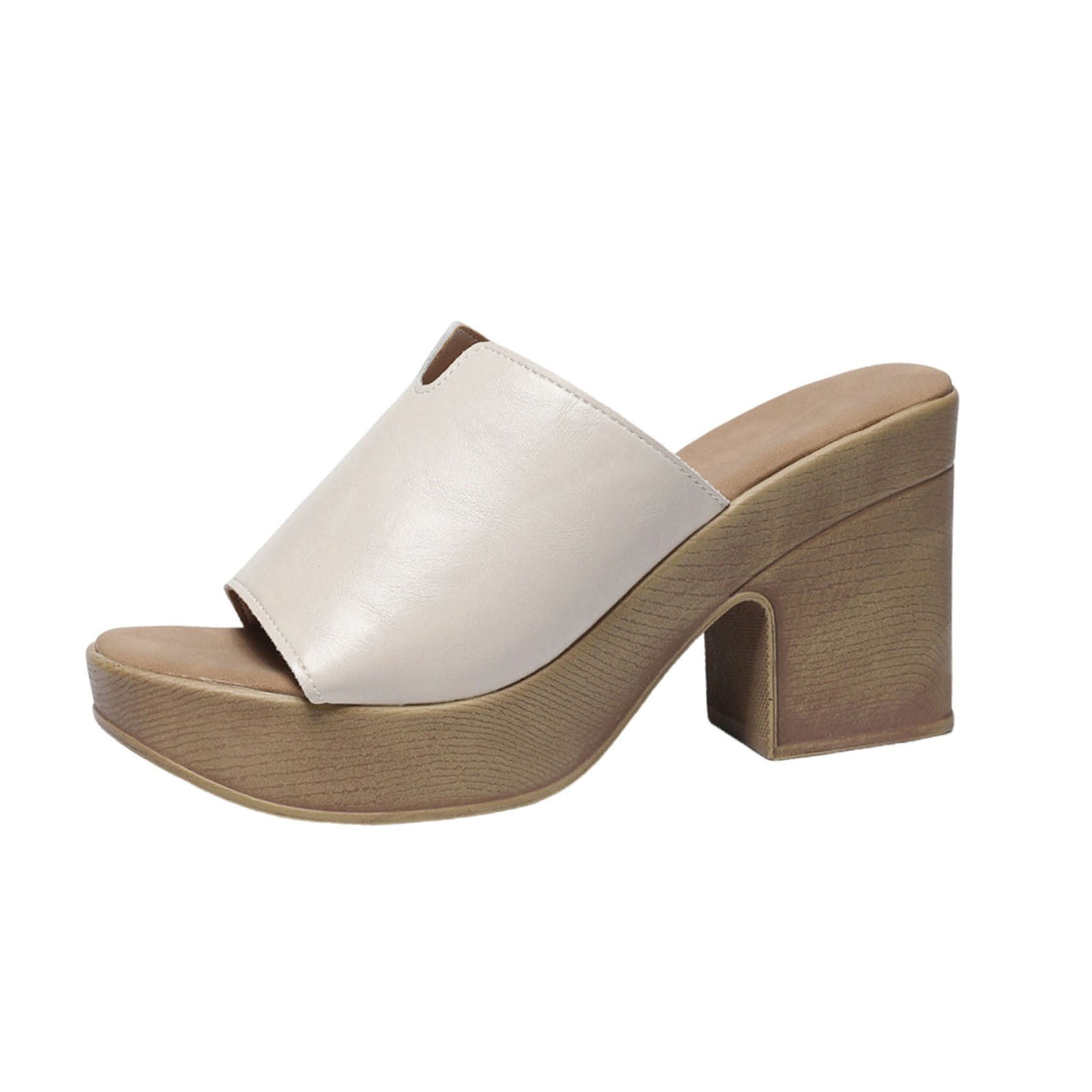 Women's Open Toe Platform Chunky High Heel Mule Sandals Slip On Wedge ...