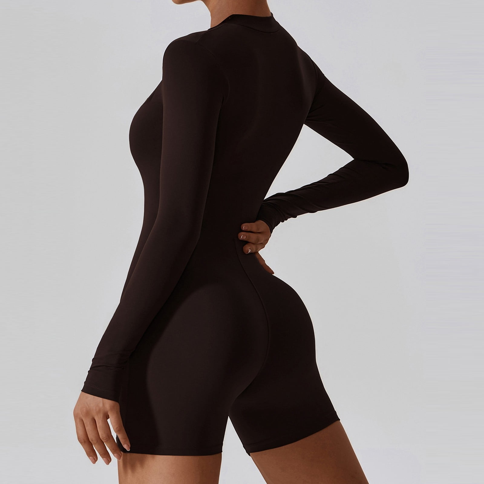 Women's Open Zipper Long Sleeved Jumpsuit Dance Fitness Sports Jumpsuit Sexy Tight Yoga Wear Men ...