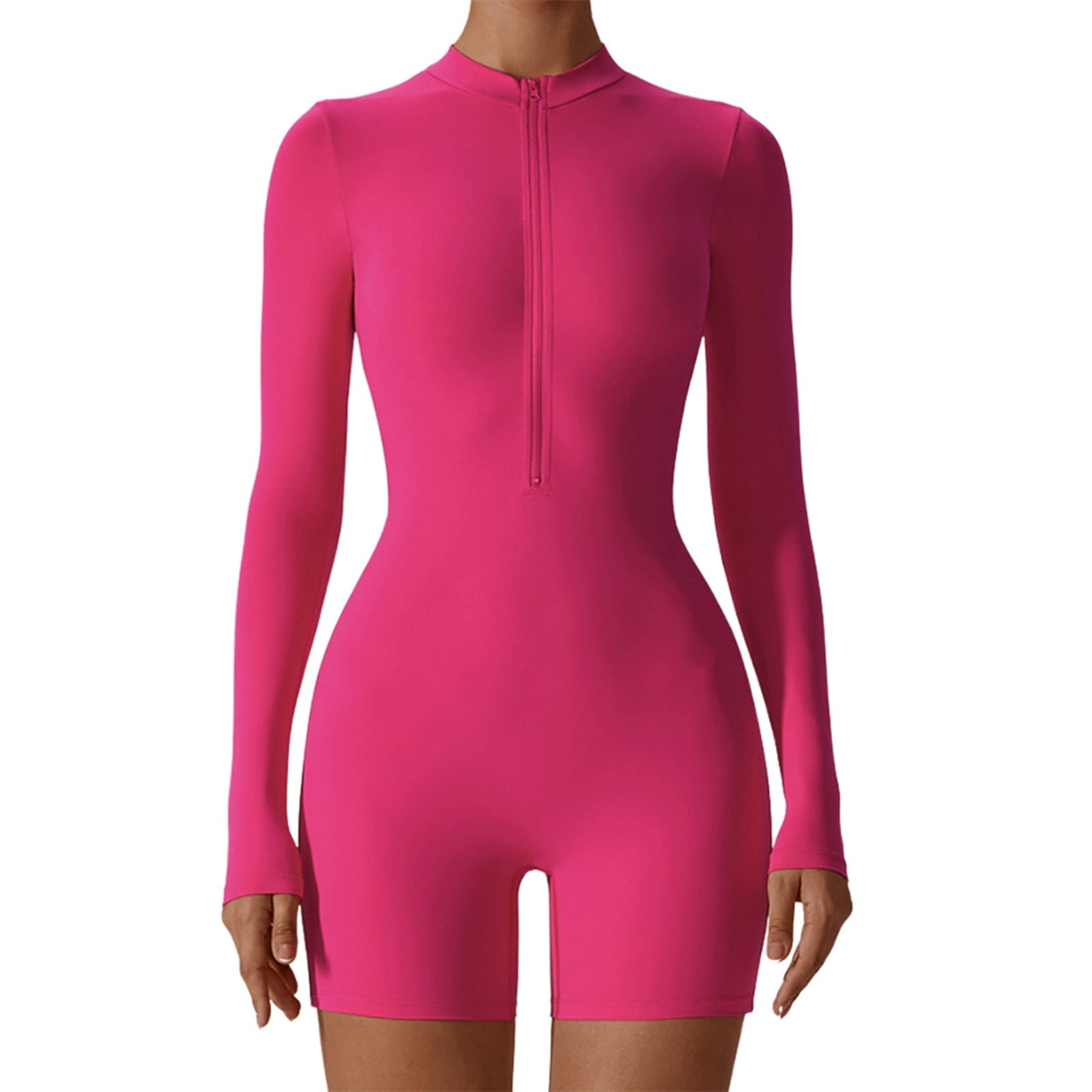 Womens Open Zipper Long Sleeved Jumpsuit Dance Fitness Sports Jumpsuit Sexy Tight Yoga Wear