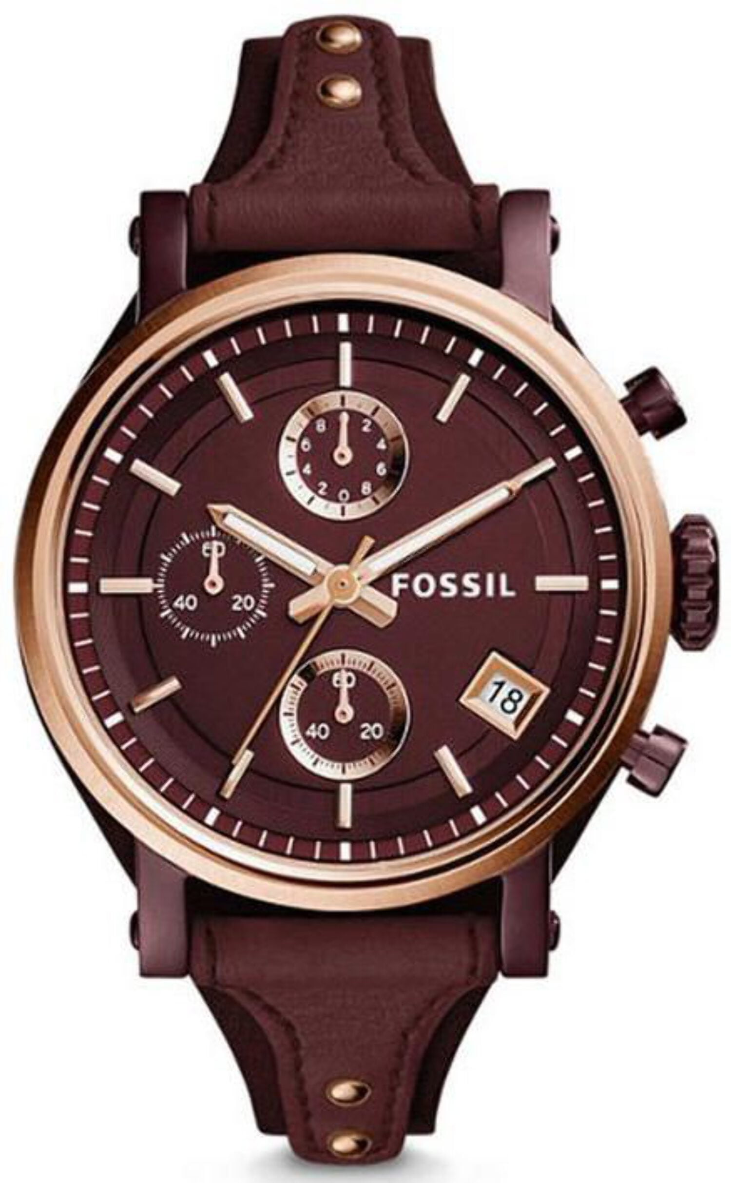 Women's Original Boyfriend ES4114 Wine Leather Quartz Fashion Watch ...